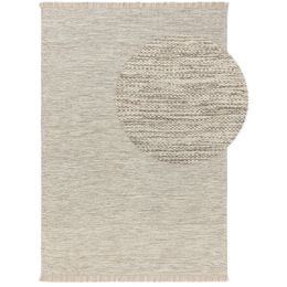 benuta Pure Wollteppich Silas Cream/Grau 170x240 cm - Naturfaserteppich aus Wolle