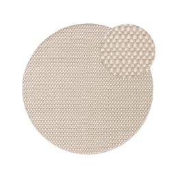 benuta Finest Wollteppich rund Hector Beige ø 150 cm rund - Naturfaserteppich aus Wolle