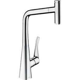 Hansgrohe Küchenarmatur Metris Select M71 320 Ausziehauslauf 1 Strahlart, chrom, silberfarben