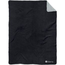 Wohndecke Katrin, Biberna, wohlig warme Doubleface Decke mit Häkeleinfassung, schwarz