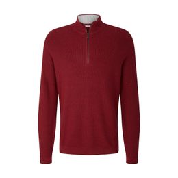 Tom Tailor Herren Strickpullover mit Troyer Kragen, rot, Gr. S