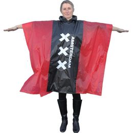 Benson Taschenregenschirm Poncho Amsterdam rot / schwarz