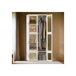 SEEZSSA Garderobenschrank Kleiderschrank mit Transparenten Türen 10 Fächer 6 Türen Aufhängung