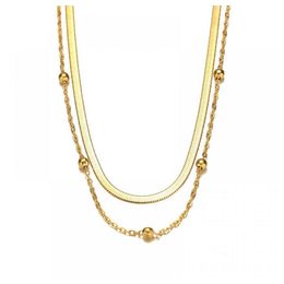 Invanter Kette mit Anhänger Vergoldete flache Schlangenketten-Clip-Perlenkette aus Edelstahl (1-tlg)