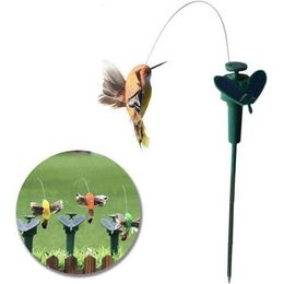 UE Stock Gartenfigur Solarbetriebener fliegender Vogel für Garten Gartendekoration Orange