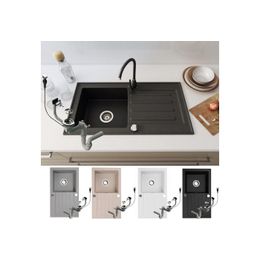 Faizee Möbel Granitspüle Granitspüle Küchenspüle Granit Siphon Einbauspüle Küche 76×44 Athena