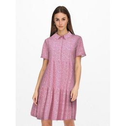 Jacqueline de Yong Shirtkleid Lockeres Mini Print Kleid Blusen Kurzarm Dress JDYPIPER (knielang) 4880 in Pink