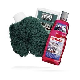 detailmate Auto Waschhandschuh Waschset Garage Freaks + Autoshampoo SONAX Xtreme Auto-Reinigungsmittel (Autowäsche
