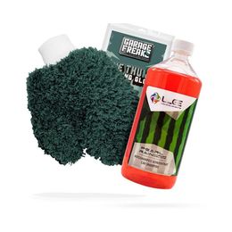 detailmate Auto Waschhandschuh Waschset Garage Freaks + Autoshampoo Wassermelone Auto-Reinigungsmittel (Autowäsche
