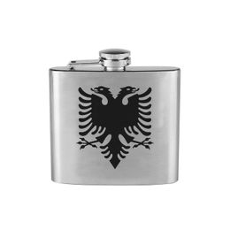 Lasernauten Flachmann Edelstahl Flachmann mit Gravur Motiv Albanischer Adler Flagge Albanien