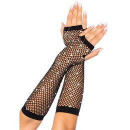 Leg Avenue Strickhandschuhe Netz-Handschuhe mit Schmucksteinen