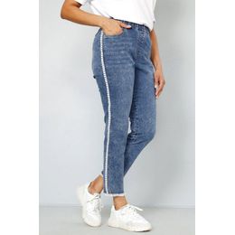 MIAMODA Lederimitathose Jeggings Fransensaum