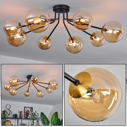hofstein Chehalis Deckenleuchte Glas 12 cm, 15 cm Gold, Schwarz, 8-flammig