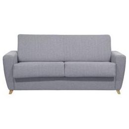 Miliboo Schlafsofa skandinavisch mit Matratze 18 cm hellgrauer Stoffbezug GRAHAM