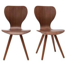 Miliboo 2er-Set Stühle Skandinavien-Stil aus natürlichem Nussbaum NORDECO