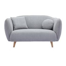 Miliboo Skandinavisches Sofa aus hellgrauem Stoff mit Samt-Effekt Zweisitzer FOLK