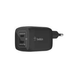 Belkin BoostCharge Pro 65 Watt Dual USB-C GaN Charger USB-Ladegerät (3000 mA, Ladegerät mit 2x USB-C Anschlüssen (Laptops, Tablets, Smartphones), schwarz