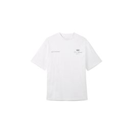 Tom Tailor Denim Herren Oversized T-Shirt, weiß, Uni, Gr. XXL