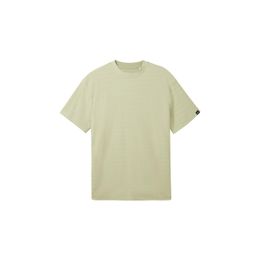 Tom Tailor Denim Herren T-Shirt mit Struktur, grün, Uni, Gr. L