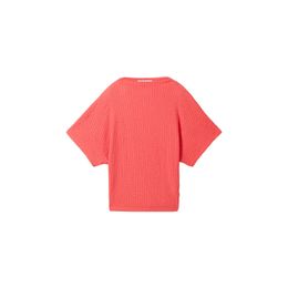 Tom Tailor Denim Damen T-Shirt in Knitteroptik, rot, Uni, Gr. XL