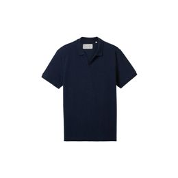 Tom Tailor Herren Poloshirt mit Struktur, blau, Uni, Gr. XL