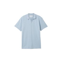 Tom Tailor Herren Poloshirt mit Struktur, blau, Uni, Gr. M