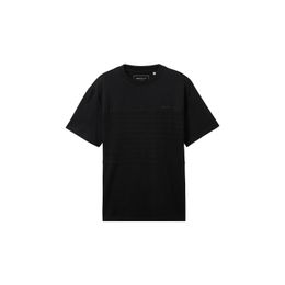 Tom Tailor Denim Herren Cutline T-Shirt, schwarz, Uni, Gr. M