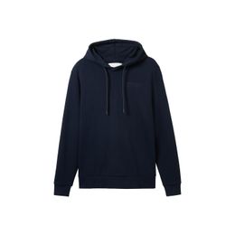 Tom Tailor Herren Basic Hoodie, blau, Melange Optik, Gr. M