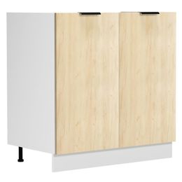 Vcm Spülenunterschrank Breite 80 cm Spülschrank Unterschrank Spüle Küche Fasola (Farbe: Weiß / Honig-Eiche)