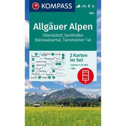 KOMPASS Wanderkarten-Set 003 Allgäuer Alpen, Oberstdorf, Sonthofen, Kleinwalsertal, Tannheimer Tal (2 Karten) 1:25.000, Karte (im Sinne von Landkarte)