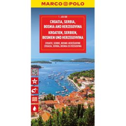 MARCO POLO Reisekarte Kroatien, Serbien, Bosnien und Herzegowina 1:650.000, Karte (im Sinne von Landkarte)