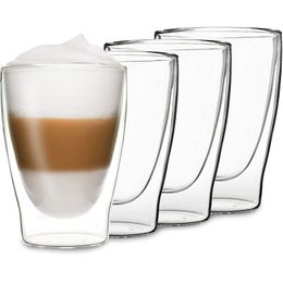 Feelino DUOS® Latte Macchiato Gläser Set 4x310ml, Doppelwandige Gläser Latte Macchiato, Doppelwandige Kaffeegläser, Teegläser, Cappuccino Gläser,