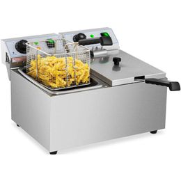 ROYAL CATERING - Fritteuse Edelstahl Gastronomie Elektro Fritteuse 2 x 8 l Kaltzone 3200 w
