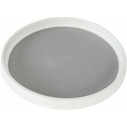 Intirilife - 360 Grad runder Drehteller in Weiß - Grau - 30 cm - Rutschfeste Drehplatte für Gewürze, Gewürzhalter, drehbarer Organizer für den