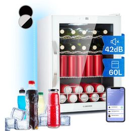 Klarstein Mini Kühlschrank mit Glastür & led, Mini-Kühlschrank für Zimmer, Getränkekühlschrank Klein mit IoT/App-Steuerung, Kleiner Kühlschrank 60L,