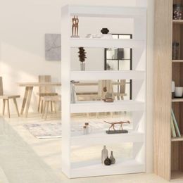 Bücherregal, Paravent, Raumteiler, Stellwand Sichtschutz Weiß 80x30x166 cm Holzwerkstoff NMKS19004 MAISONCHIC