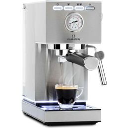 Klarstein Pausa Espressomaker, Siebträgermaschine mit 1350 Watt, Espressomaschine 20 Bar Druck, Siebträger Kaffeemaschine mit Wassertank: 1,4 Liter Edelstahl