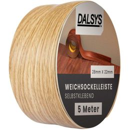 Dalsys Weichsockelleiste selbstklebend Klebeleiste, Abschlussleiste für Fugen in Wohnbereich, Küche, Bad, aus PVC Kunststoff - Eiche 5m - Eiche