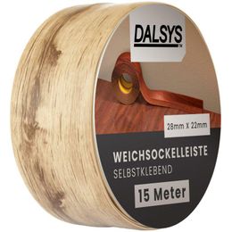 Dalsys - Weichsockelleiste selbstklebend Klebeleiste, Abschlussleiste für Fugen in Wohnbereich, Küche, Bad, aus pvc Kunststoff - Gebleichte Eiche 15m