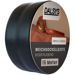 Dalsys - Weichsockelleiste selbstklebend Klebeleiste, Abschlussleiste für Fugen in Wohnbereich, Küche, Bad, aus pvc Kunststoff - Schwarz 15m - Schwarz