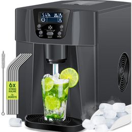 Kesser® Eiswürfelbereiter Eiswürfelmaschine Edelstahl 100W Ice Maker 12 kg 24 h 2 Würfelgrößen Zubereitung in 6 min 2 Liter Wassertank Anthrazit