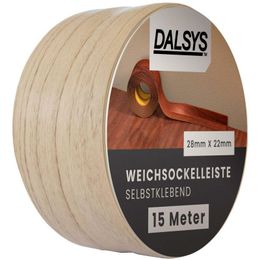 Dalsys - Weichsockelleiste selbstklebend Klebeleiste, Abschlussleiste für Fugen in Wohnbereich, Küche, Bad, aus pvc Kunststoff - Buche 15m - Buche