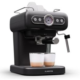 Klarstein Espresso Siebträgermaschine mit Milchaufschäumer, 1,2L Retro Mini-Espressomaschine mit Siebträger, 950 w Kaffeemaschine Klein,