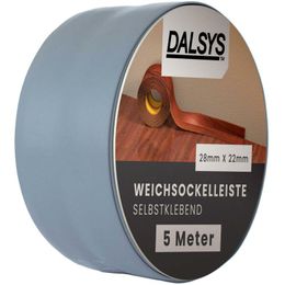 Dalsys Weichsockelleiste selbstklebend Klebeleiste, Abschlussleiste für Fugen in Wohnbereich, Küche, Bad, aus PVC Kunststoff - Dunkelgrau 5m