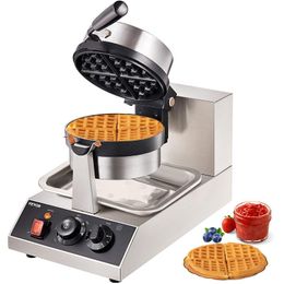 Mophorn - vevor Rundes Waffeleisen Waffel 1300 w, Kontaktgrill Belgische Waffeleisen 4 Stk. Edelstahl Waffeln Automat inkl. Lebensmittelclip &