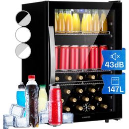 Klarstein Getränkekühlschrank, Kühlschrank Klein mit 3 Ablagen, Minikühlschrank Lautlos für Büro Camping Outdoor, Mini-Kühlschrank mit Glastür, Mini Fridge
