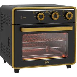 HOMCOM - Mini-Backofen, 20 Liter, ölfreies Frittieren, Grillen, Backen, Umluft, 90-230° c, Timer, 1400W, schwarz - Schwarz