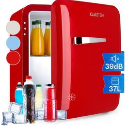 Klarstein - Mini Kühlschrank mit Gefrierfach, 32L Mini-Kühlschrank für Getränke & Kosmetik, Kleine Minibar im Retro-Design, Kühlschrank Klein &
