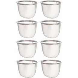 Teekannen-Sieb-Ersatz: 8 Stück Edelstahl-Teekannen-Siebe, Einsätze für Tee-Ei, lose Teesiebe für Tee-Kaffeemaschine, 6,5 x 4,5 cm