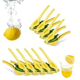 Relaxdays 10 x Zitruspresse manuell, stabile Fruchtpresse 2in1 für Zitronen und Limetten, Bar, HxBxT: 5,5 x 7,5 x 22 cm, gelb